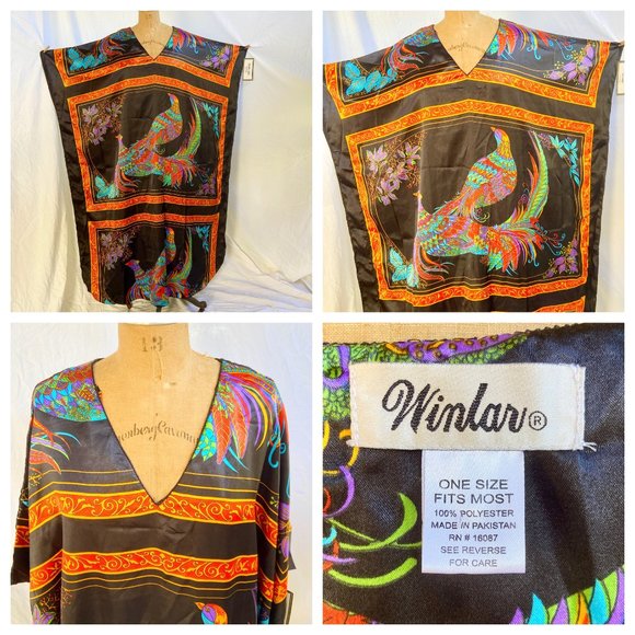 Winlar | Dresses | Nwt Winlar Mod Peacock Bird Boho Maxi Dress Caftan ...